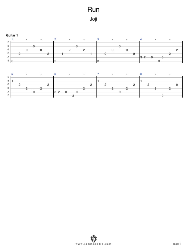 Joji Run Guitar Tabs and Chords | PDF
