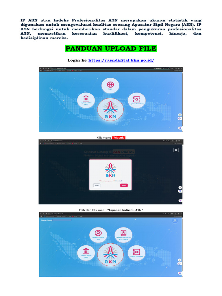 PANDUAN UPLOAD FILE Untuk Keperluan IP ASN Atau Indeks Profesionalitas ASN | PDF