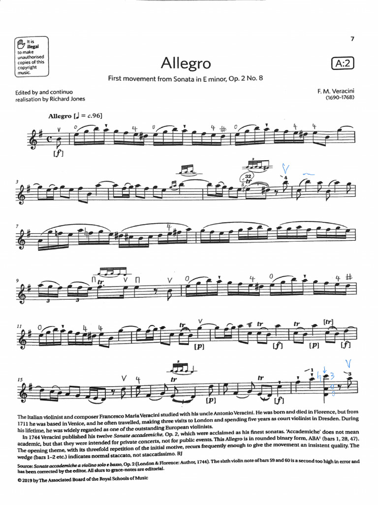 Grade 8 A-2 Veracini Allegro | PDF