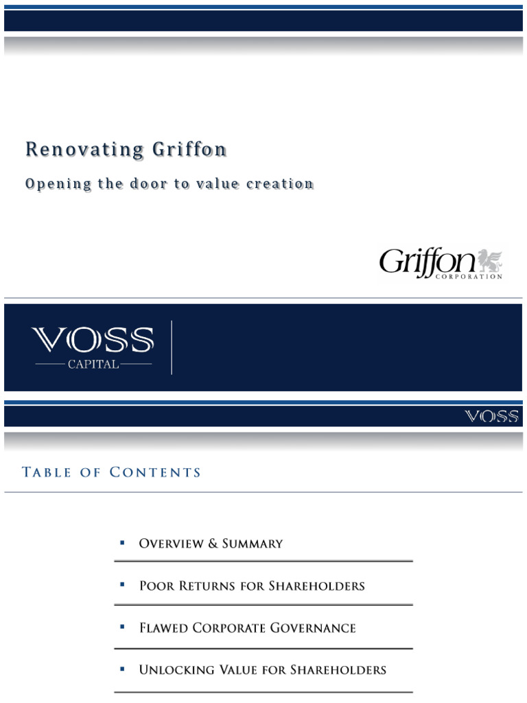 Unlocking Shareholder Value in Griffon | PDF | Mergers And Acquisitions ...