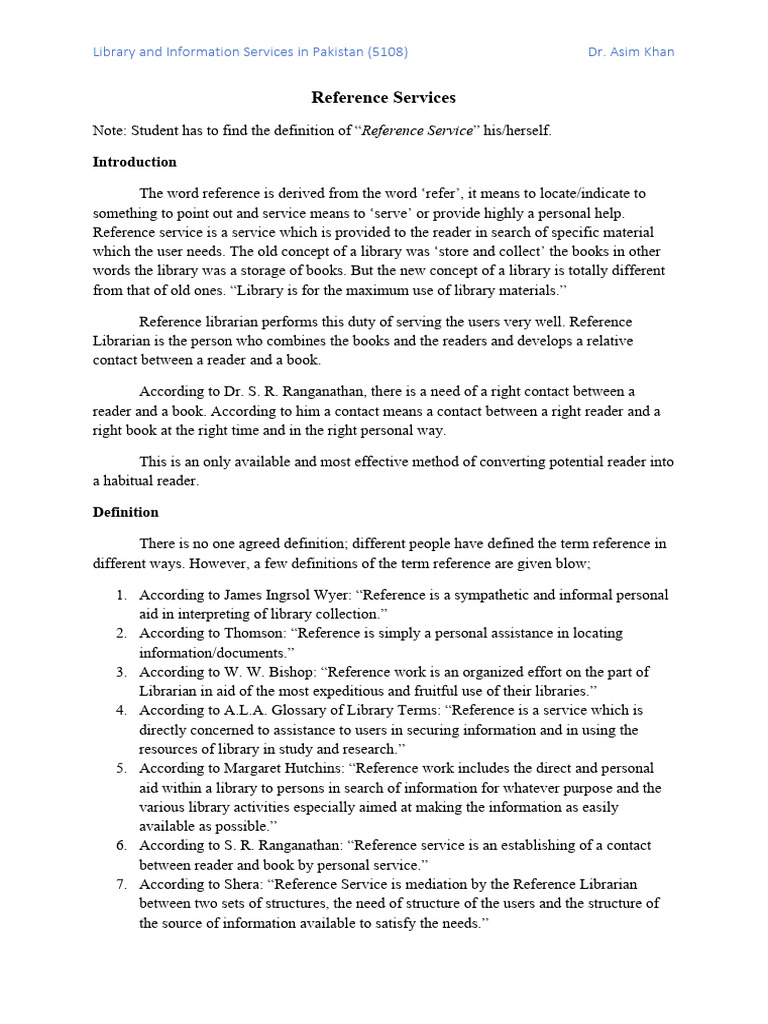 Types of Library Reference Services | PDF | Libraries | Librarian