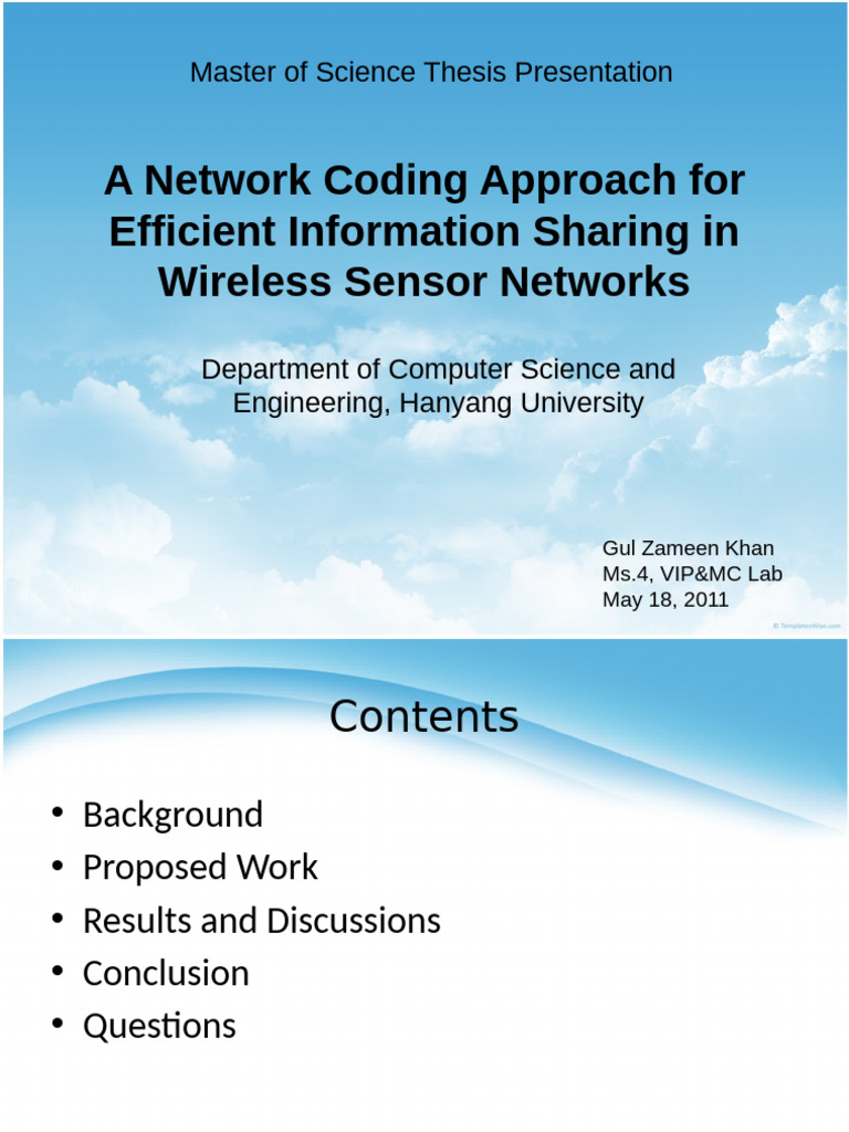 Thesis Presentation | PDF | Computer Network | Wireless Sensor Network