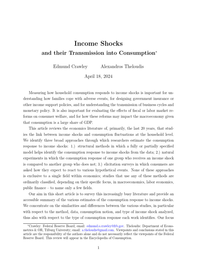Income Shocks and Their Transmission Into Consumption | PDF ...
