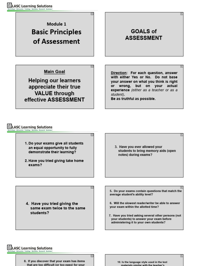 Module 1 Basic Principles of Assessment | PDF | Anxiety | Motivation