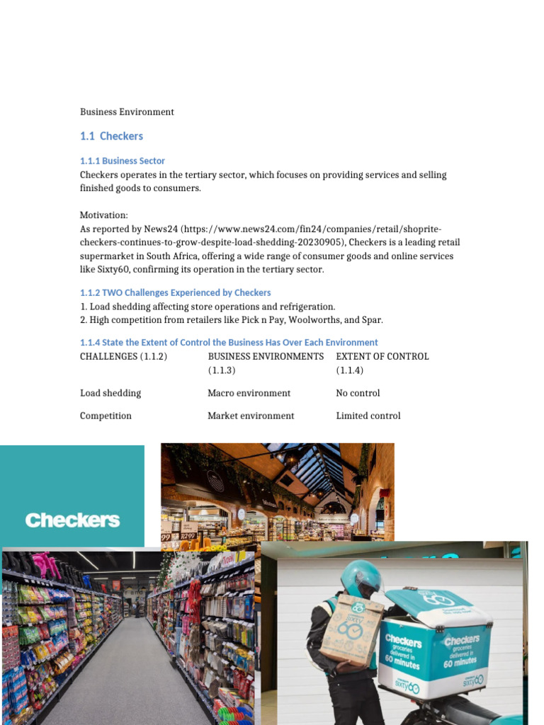 Checkers Business Environment | PDF