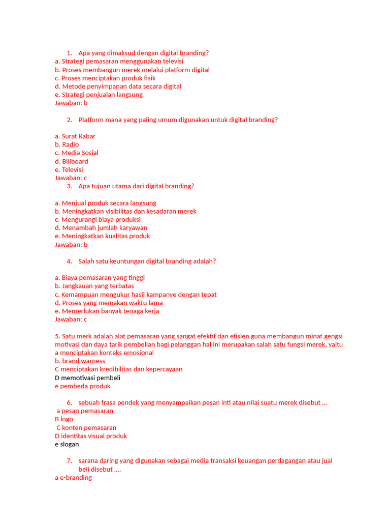 Soal SAS Bisnis Digital | PDF