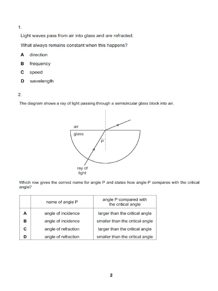 Refraction, Critical Angle, Dispersion & Lenses - Physics | PDF ...
