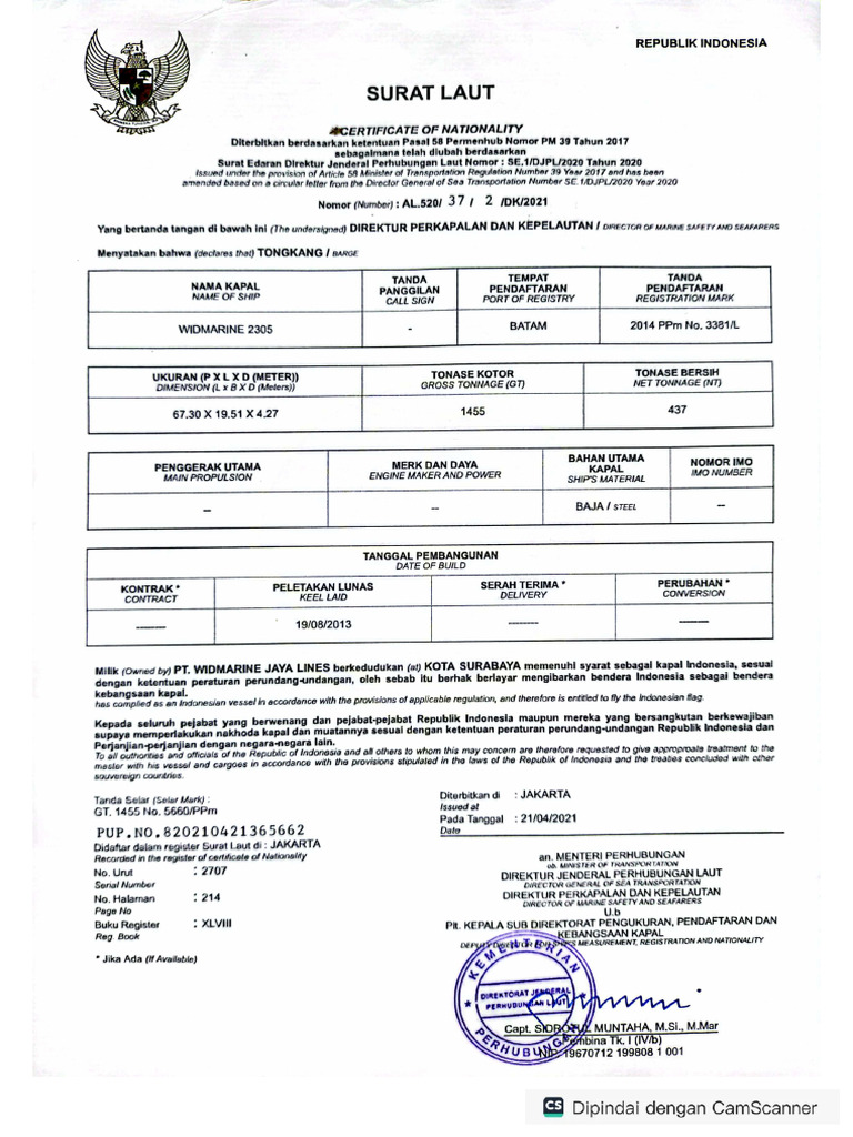 Widmarine 2305 - Surat Laut | PDF