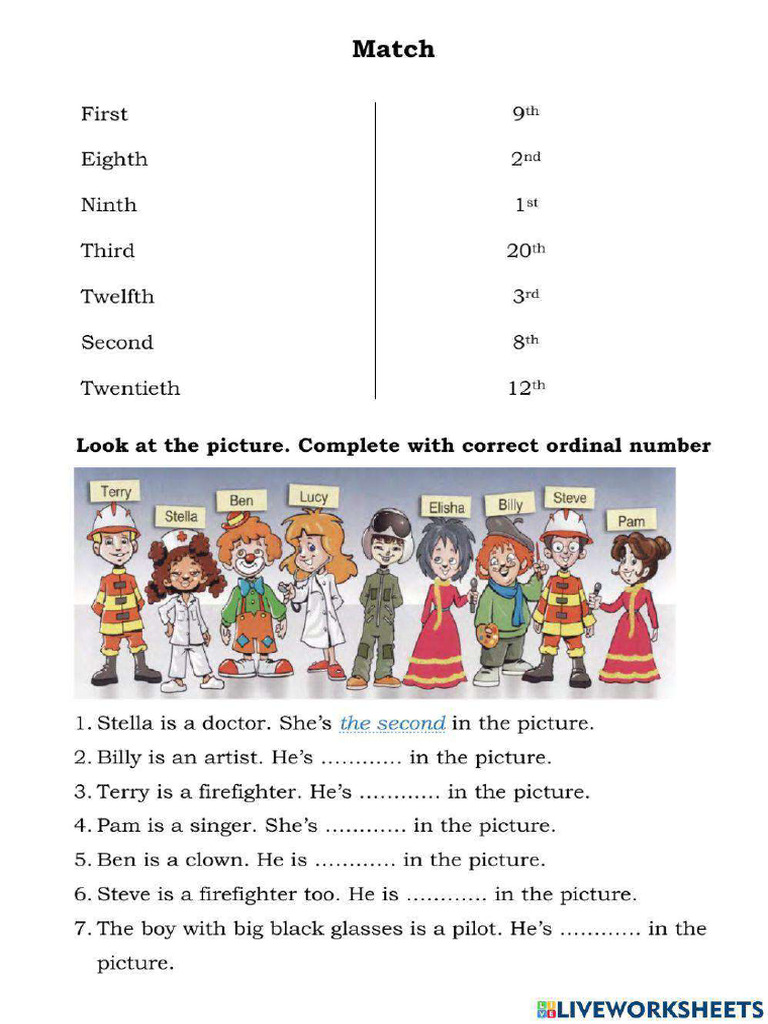 Match Ordinal Numbers | PDF