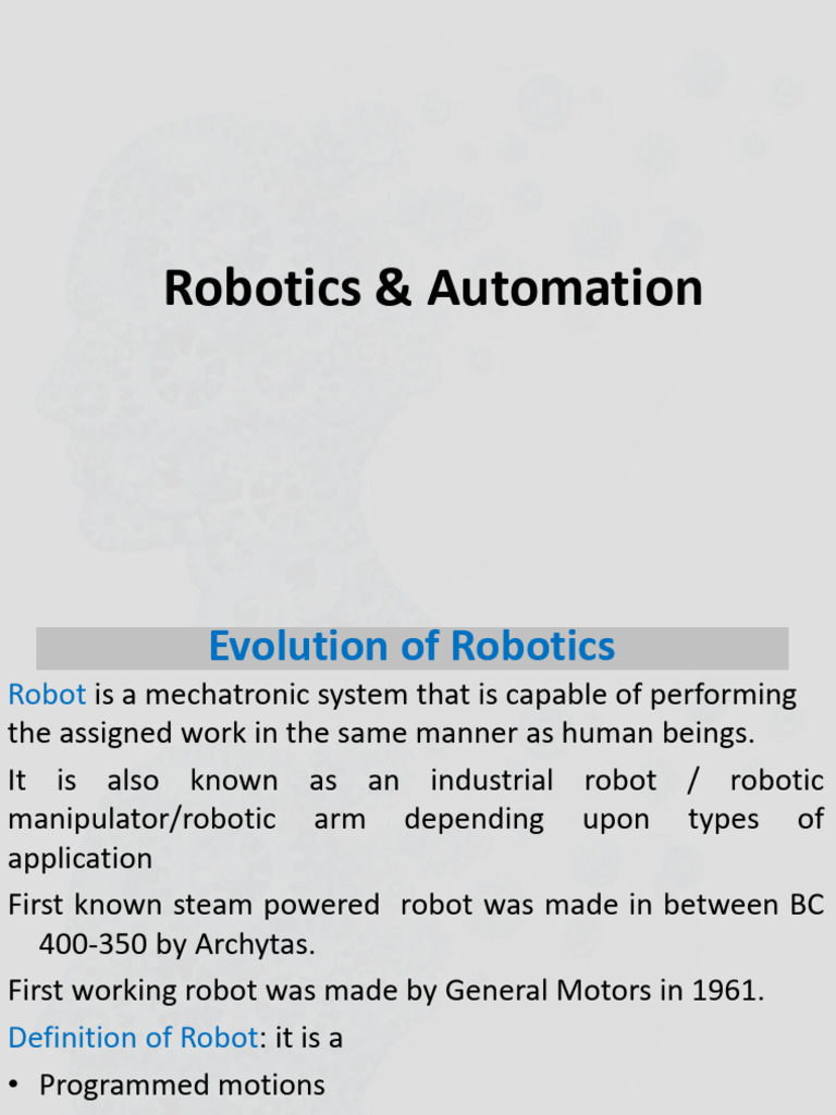 UNIT 6 Robotics & Automation 2024 | PDF