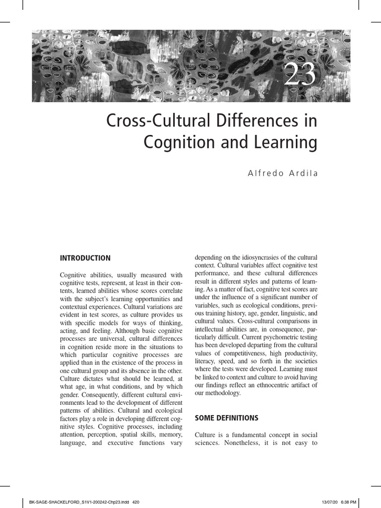 Cultural Influences on Cognition and Learning | PDF | Executive ...