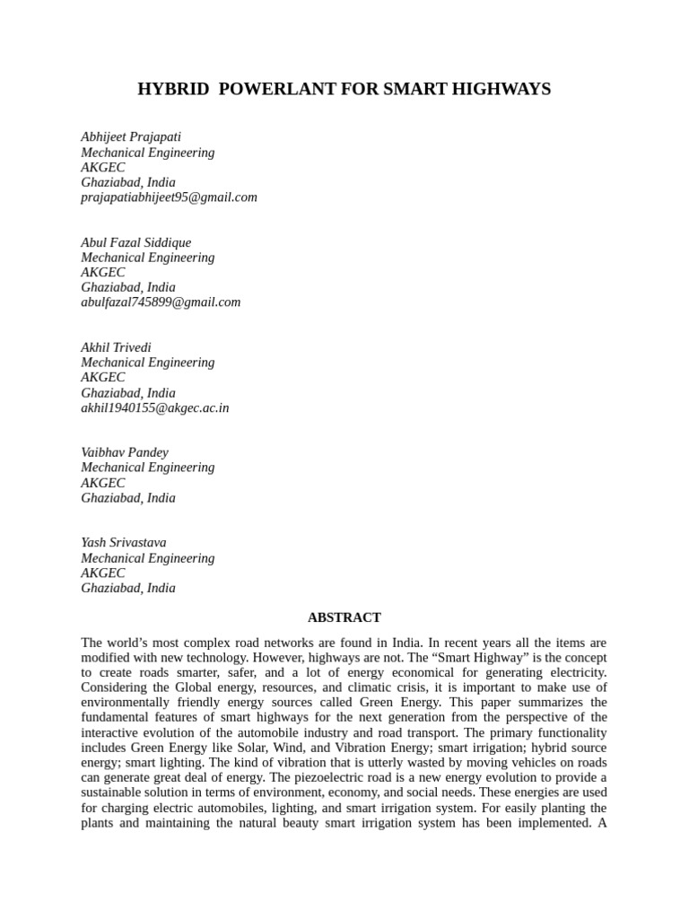 Research Paper Smart Highway | PDF | Infrared | Wind Power