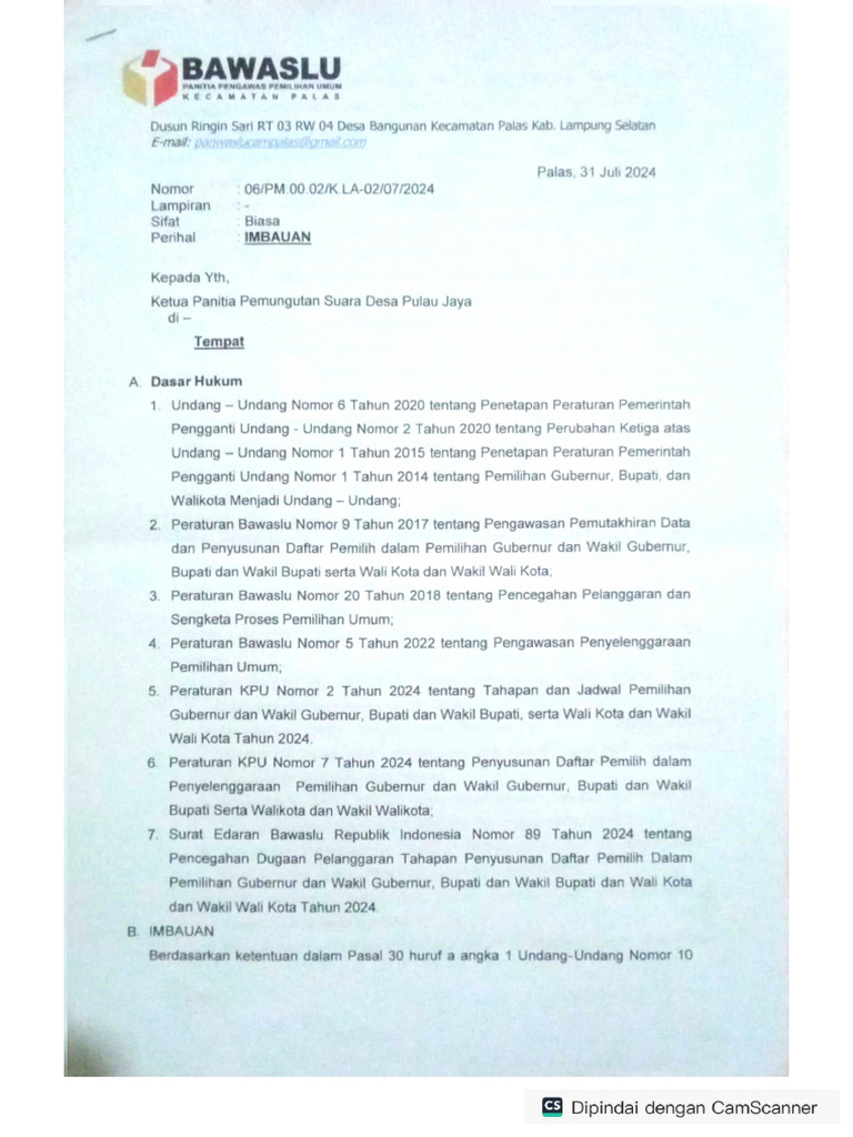 Surat Cinta Bawaslu | PDF