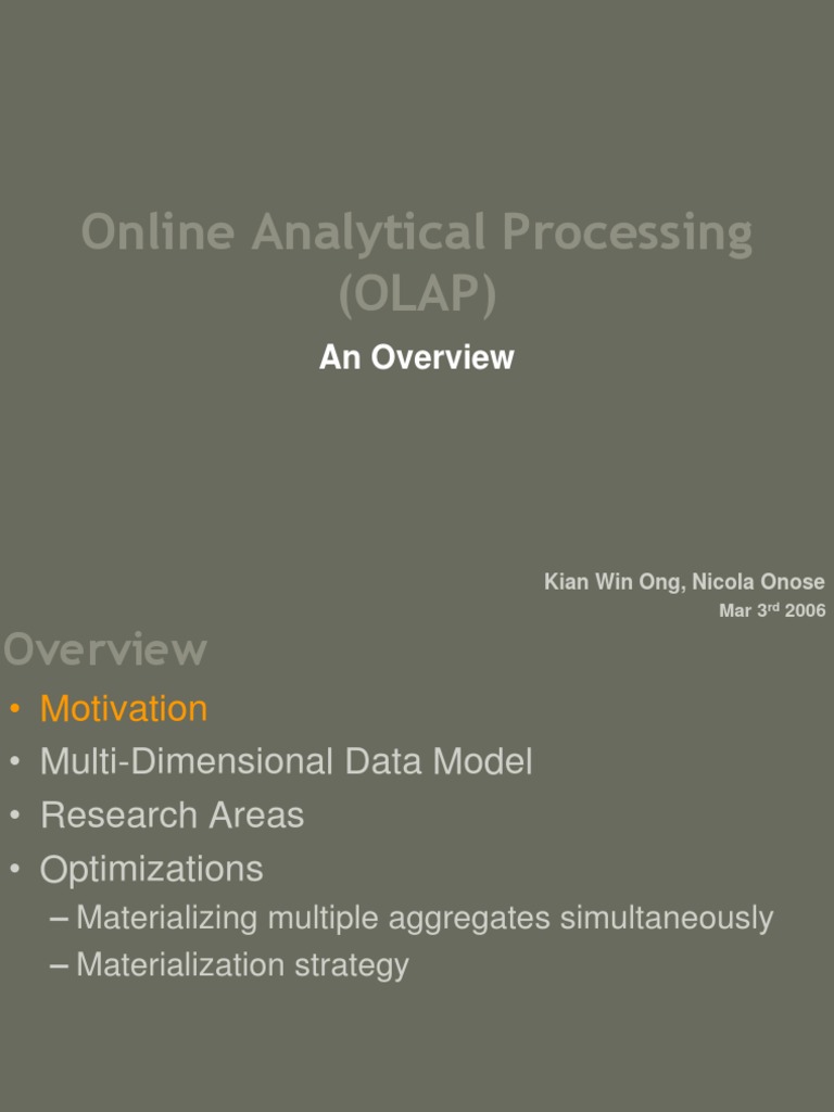 Online Analytical Processing (OLAP) : An Overview | PDF | Data ...