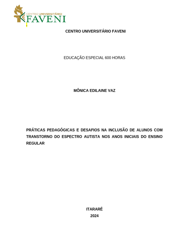 Modelo de TCC Unifaveni | PDF | Autismo | Pedagogia