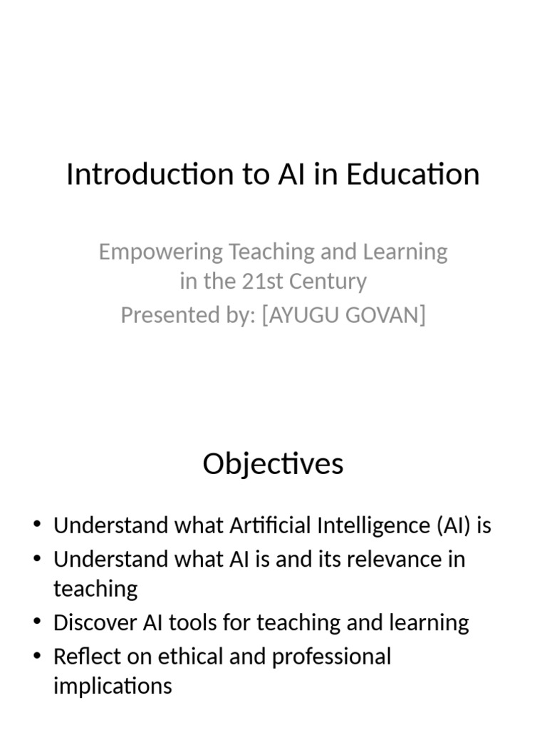Introduction To Ai In Education Pdf