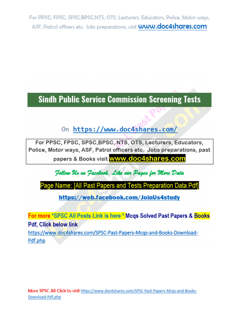 SPSC Past Papers and Preparation Resources | PDF | Inspector | Legal Action