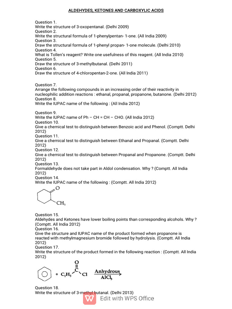Aldehydes and Ketones Q and A | PDF | Aldehyde | Ester