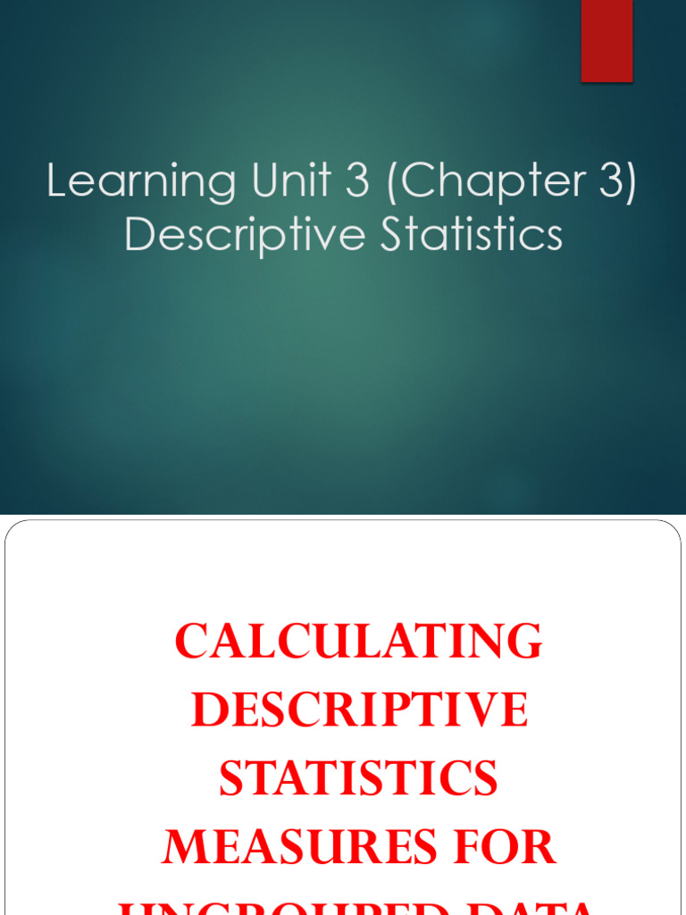 Learning Unit 3 (Chapter 3) | PDF | Mean | Median