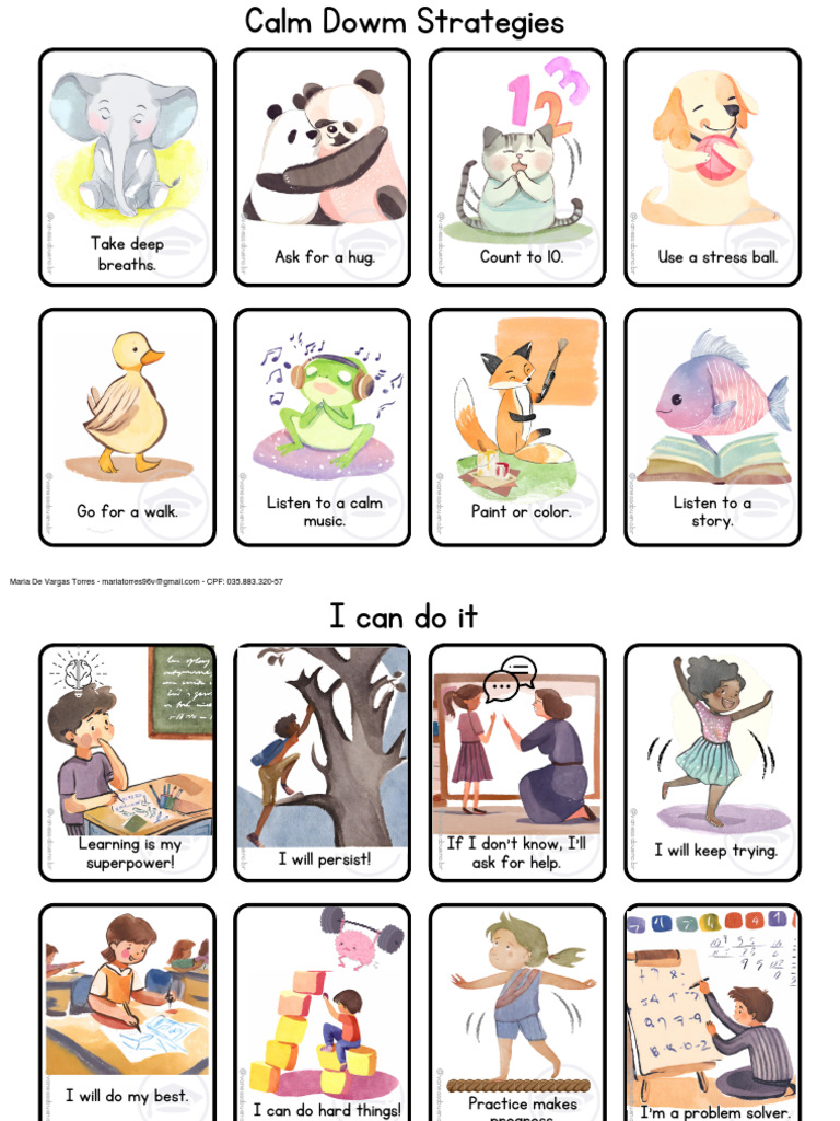 Calm Down Strategies & I Can Do It (Flashcards) | PDF