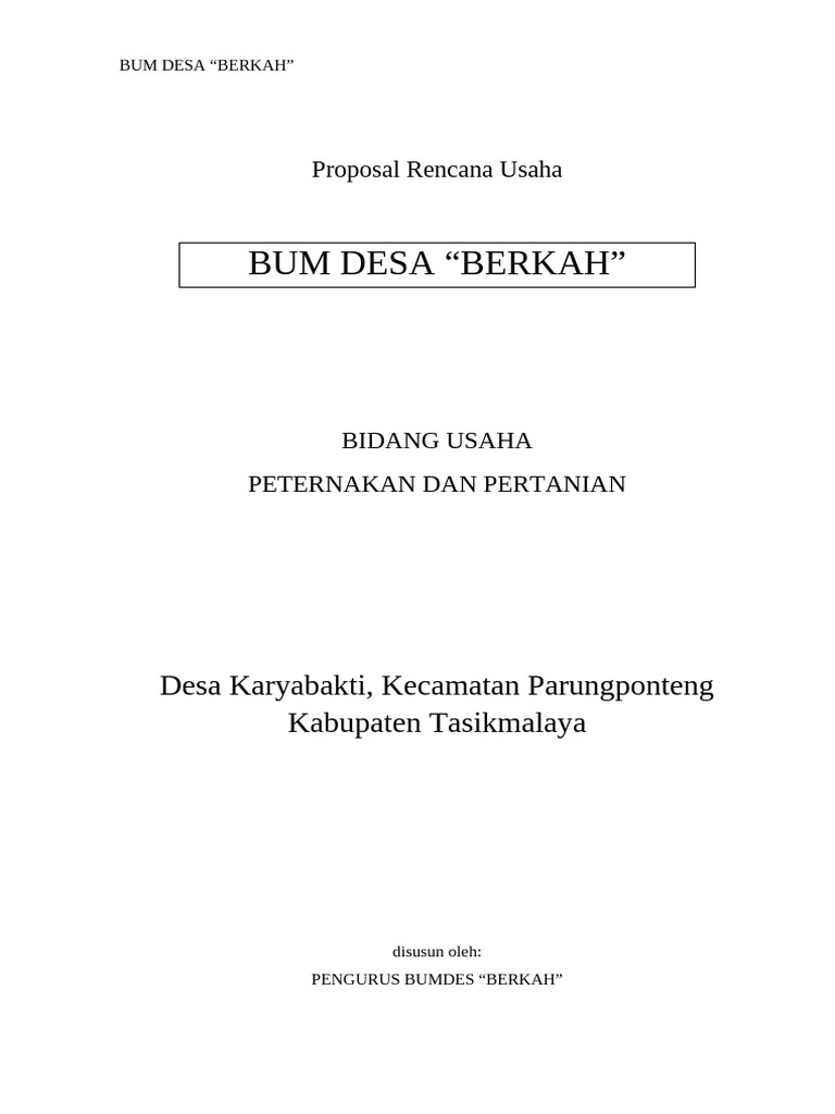 Proposal Bumdesa Ok | PDF