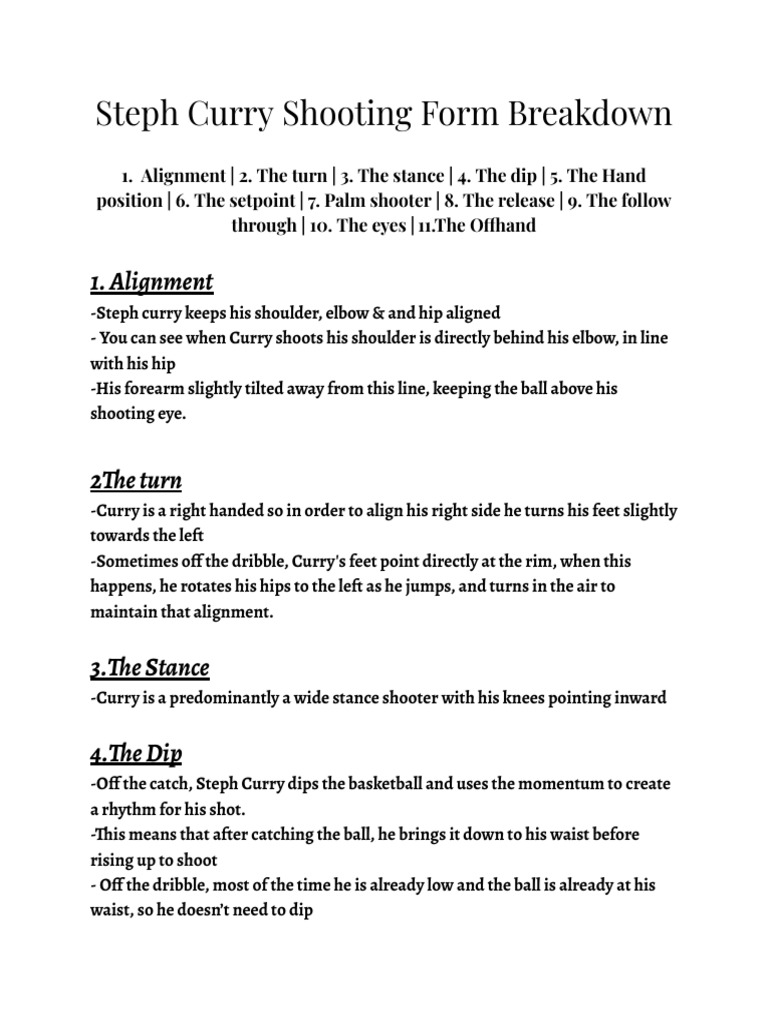PG 2. Steph Curry Shooting Form Breakdown | PDF | Hand | Finger