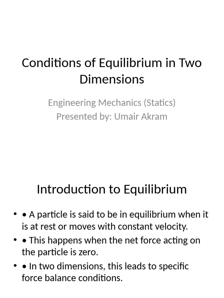 Conditions of Equilibrium Explained | PDF