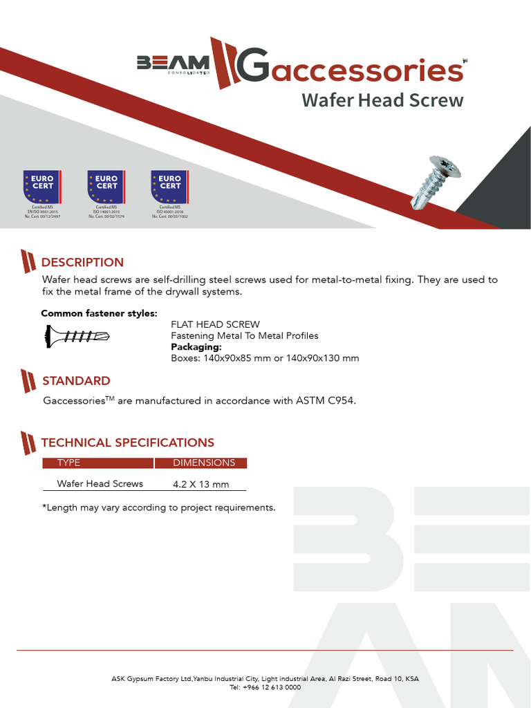 Wafer Head Screws | PDF