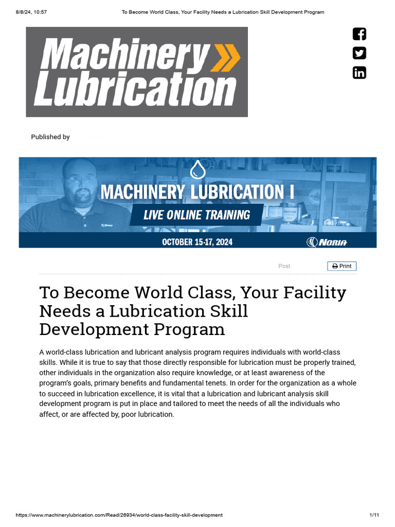 45.1.to Become World Class, Your Facility Needs A Lubrication Skill Development Program | PDF ...