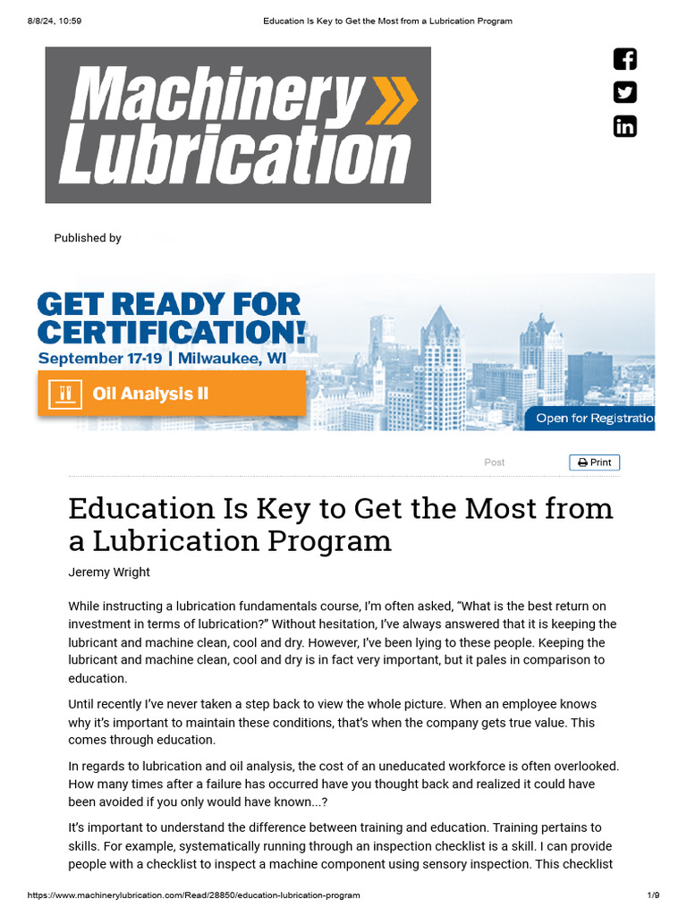 45.6.education Is Key To Get The Most From A Lubrication Program | PDF ...