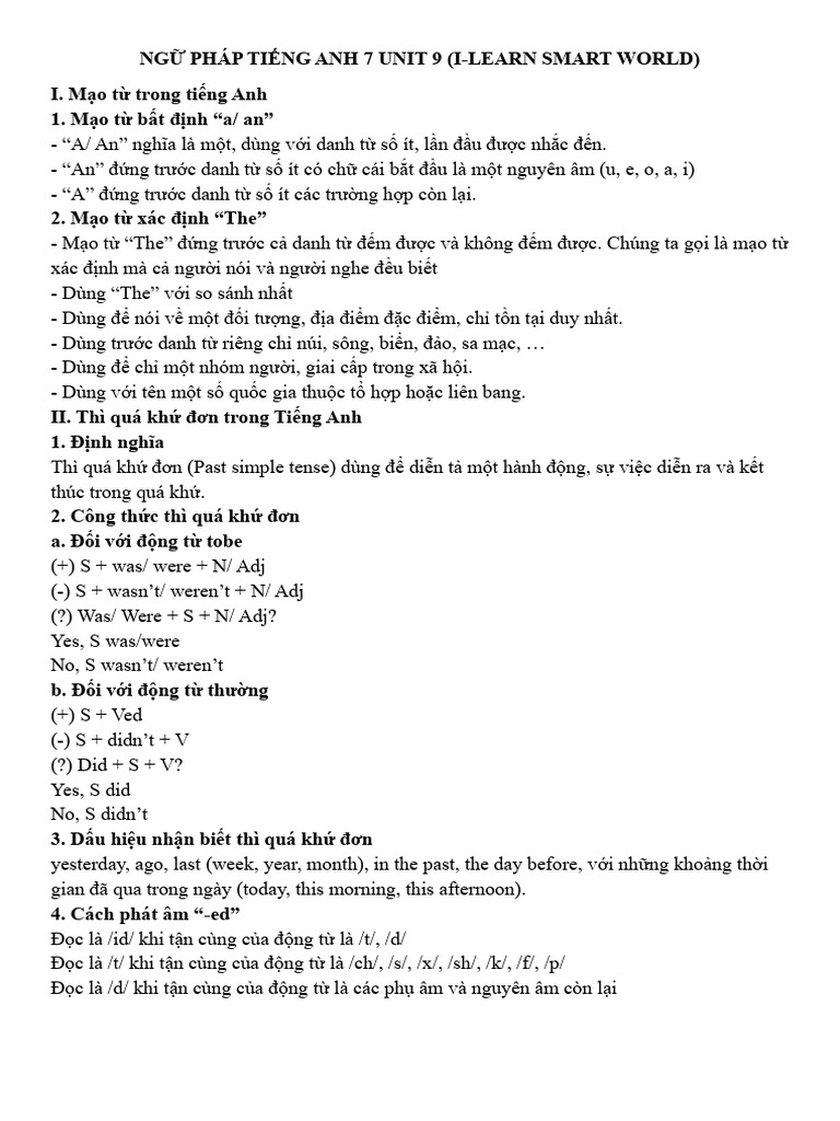 NG Pháp (Unit9) | PDF