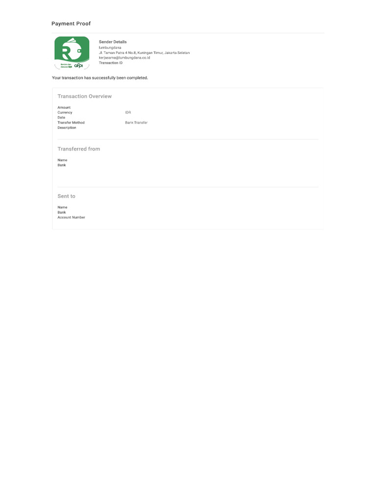 Payment Proof: Sender Details | PDF