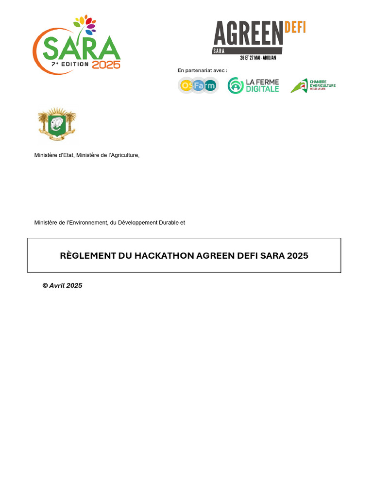 Règlement Hackathon SARA 2025 | PDF | Intelligence artificielle ...