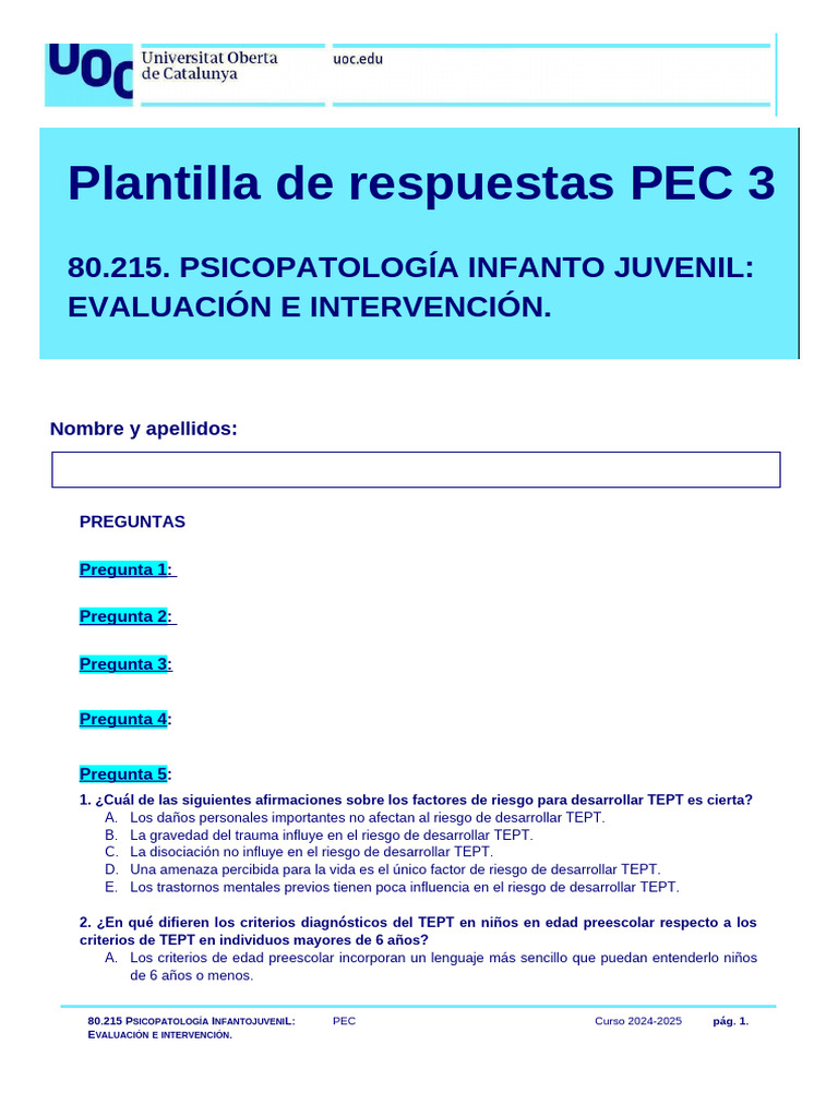 Evaluación TEPT y Trastornos de Ansiedad | PDF | Ataque de pánico ...