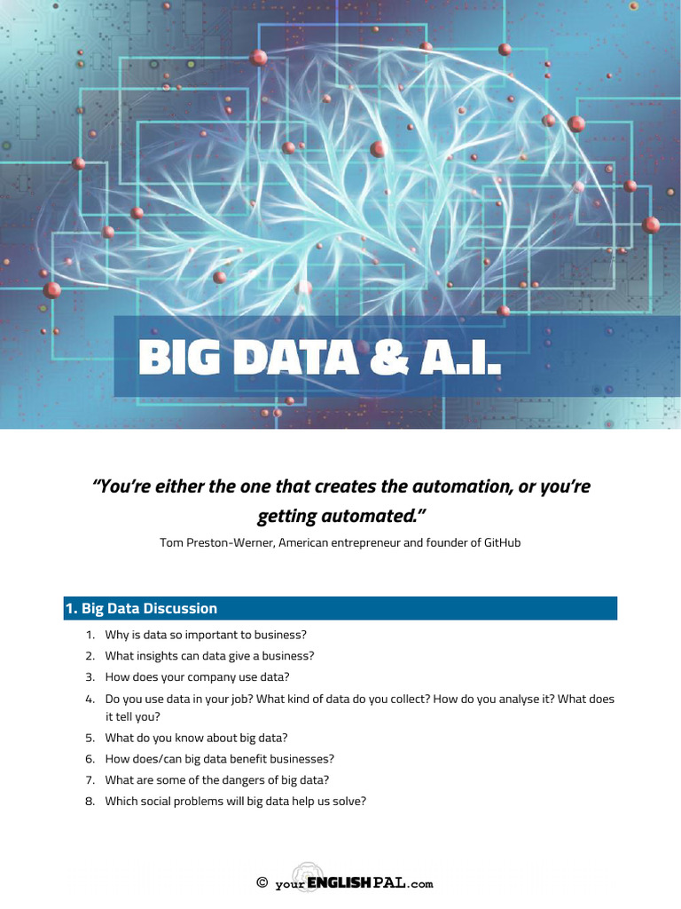 Your English Pal Business English Lesson Plan Big Data Artificial Intelligence v1 | PDF ...