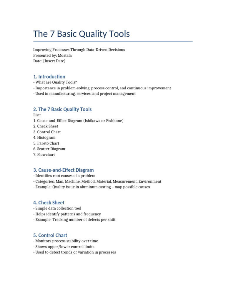 Quality Tools Presentation | PDF