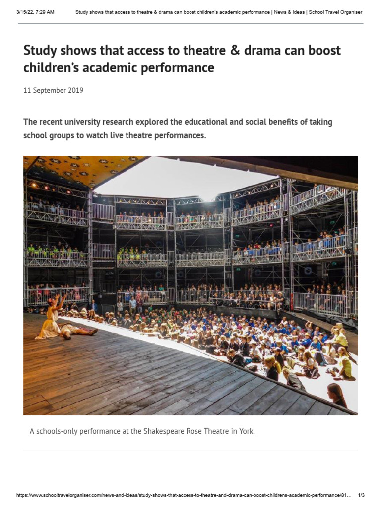 Study Shows That Access To Theatre & Drama Can Boost Children's ...