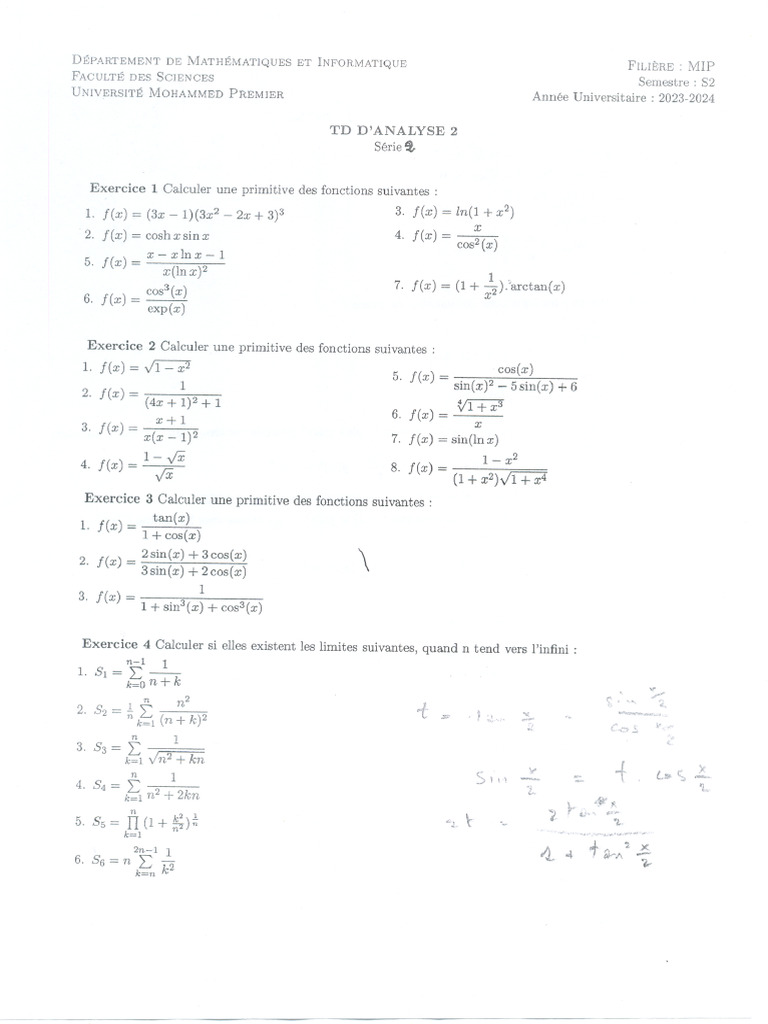 Analyse 2 TD-2 MIP Enonce | PDF