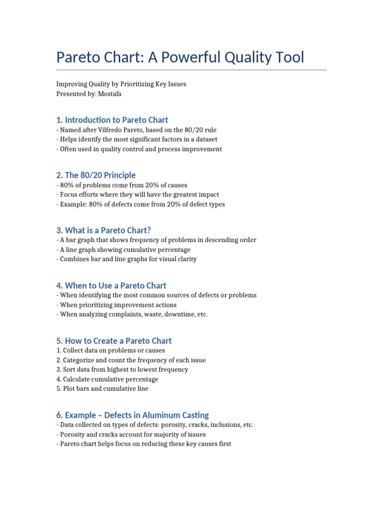 Pareto Chart: Key to Quality Improvement | PDF