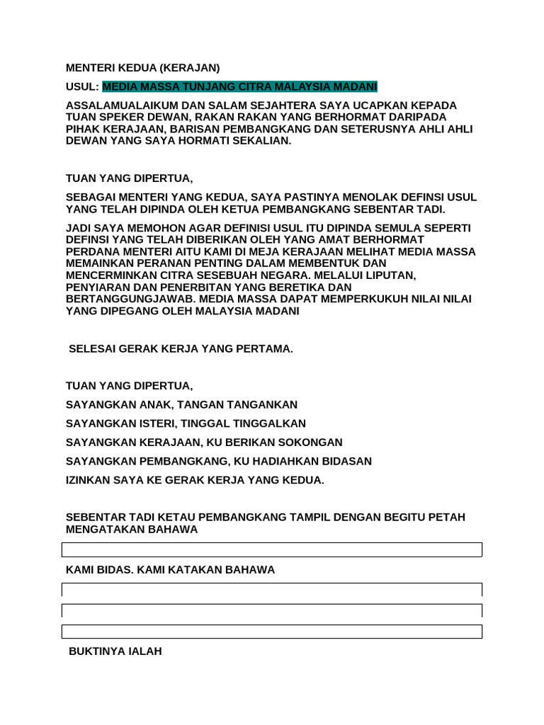 Teks Bahas Ala Parlimen Menteri Kedua | PDF