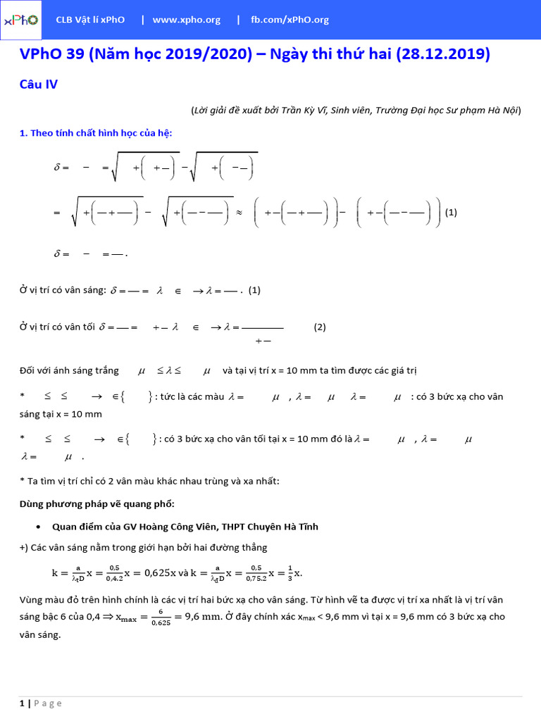 Ap An VPHO 2019-2020 Ngay 2 Cau 4 | PDF