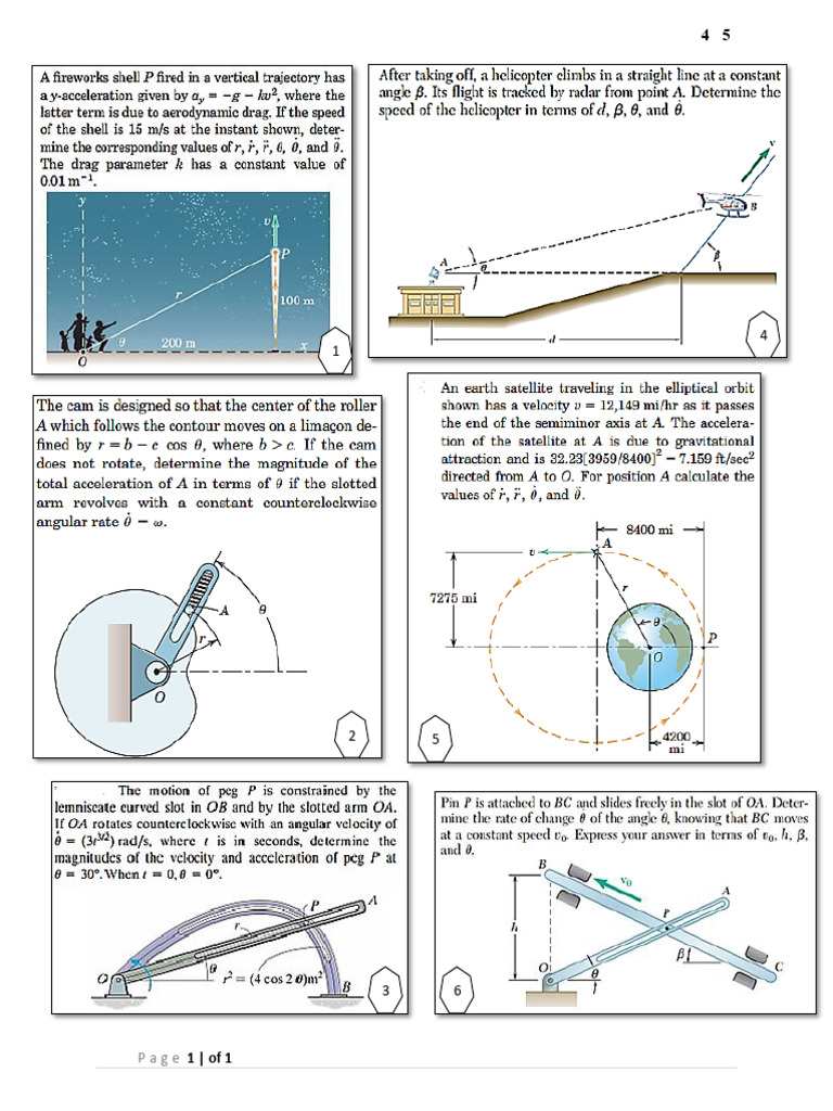 Worksheet CH2 Polar Coordinate Motion | PDF