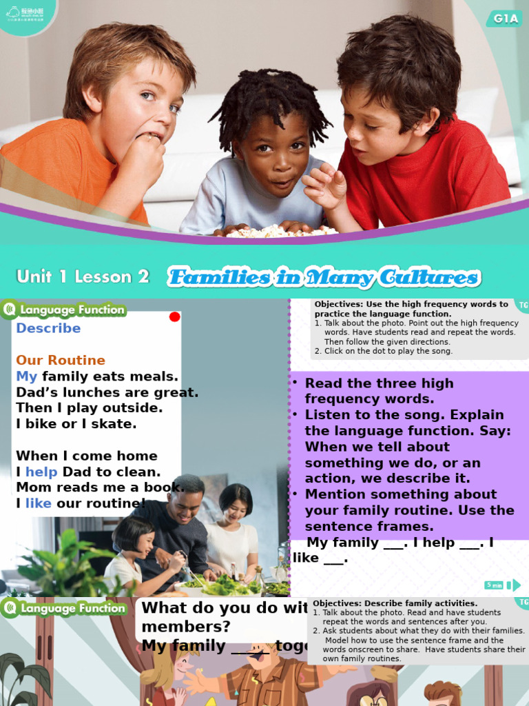 Family Routines and Activities Guide | PDF | Vocabulary | Psycholinguistics