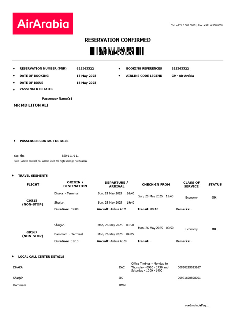 MR MD Liton Ali 25 May Dac-Dmm | PDF | Airbus | Airliner