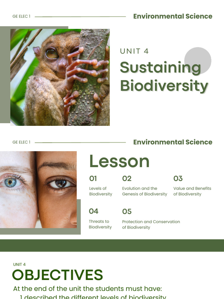 UNIT 4 Sustaining Biodiversity LESSONS 1 3 | PDF | Biodiversity | Evolution
