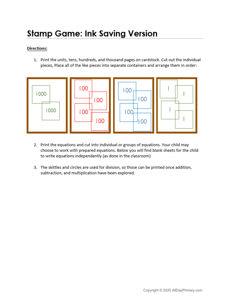 Ink-Saving Stamp Game Instructions | PDF | Postage Stamp | Philately