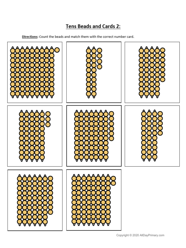 Tens Beads and Cards Activity 2 | PDF