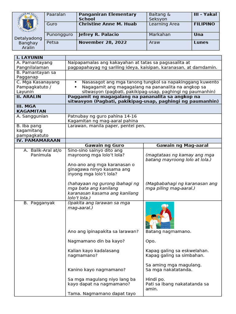 Lesson Plan in Math 3 - Paggamit NG Magagalang Na Pananalita Sa Angkop ...