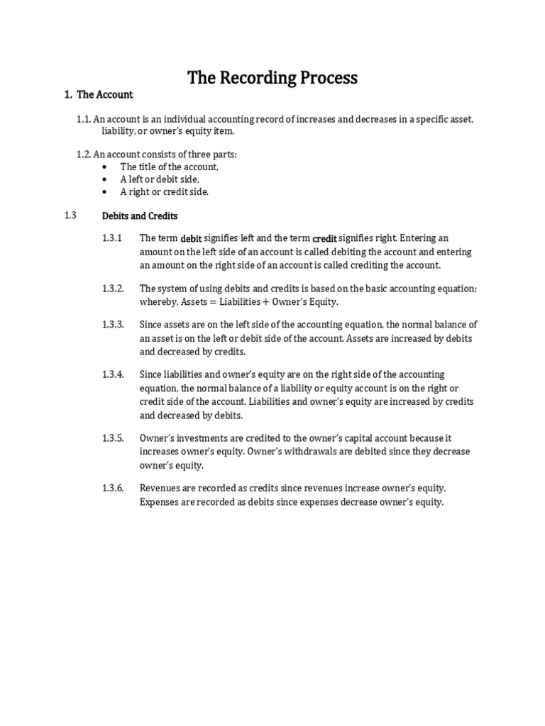 The Recording Process Chapter 2 | PDF | Debits And Credits | Equity ...