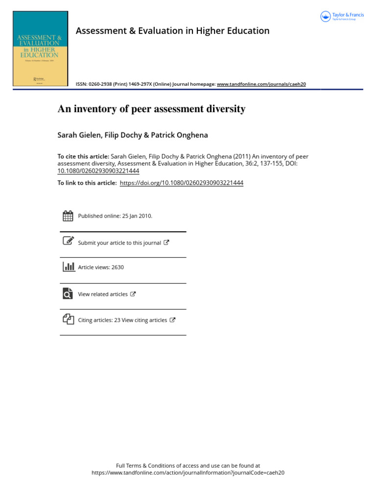 Peer Assessment Diversity Inventory | PDF | Educational Assessment ...